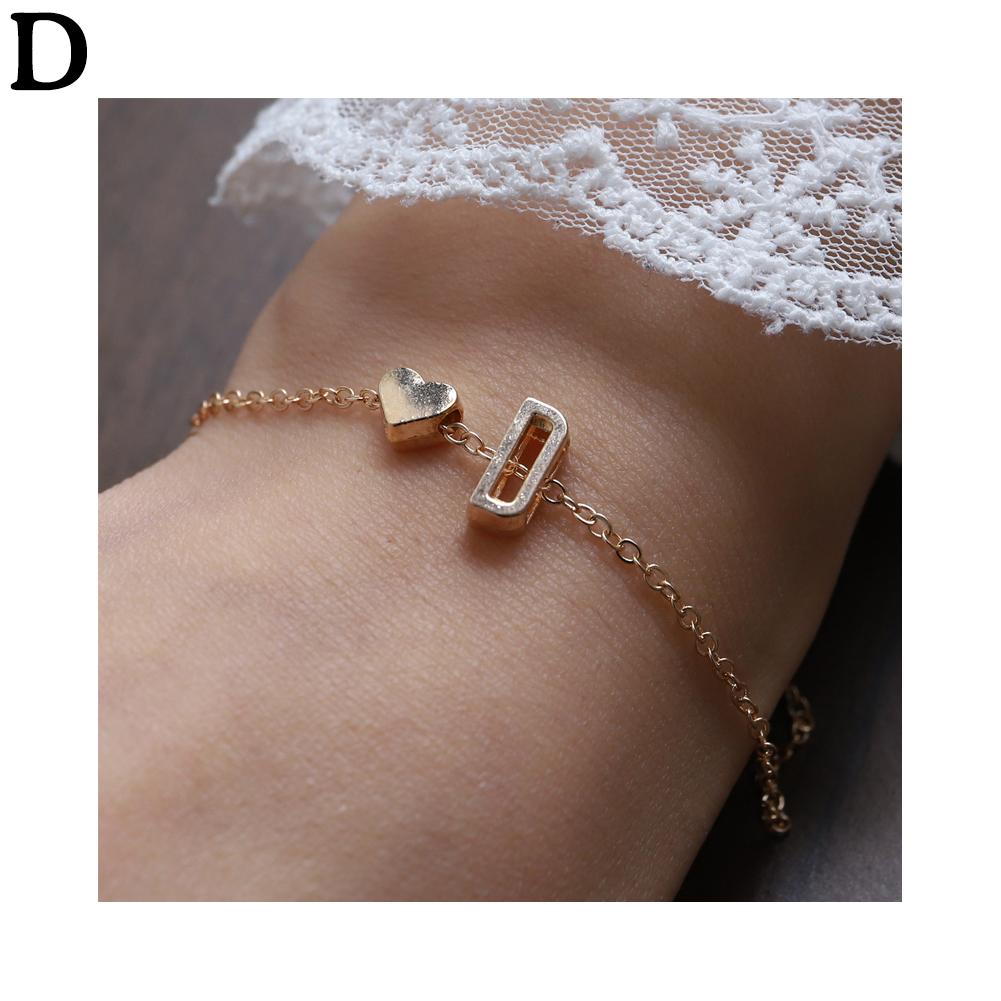26 English Initial Letter Bracelets For Lovers Women Men Heart-shaped ...