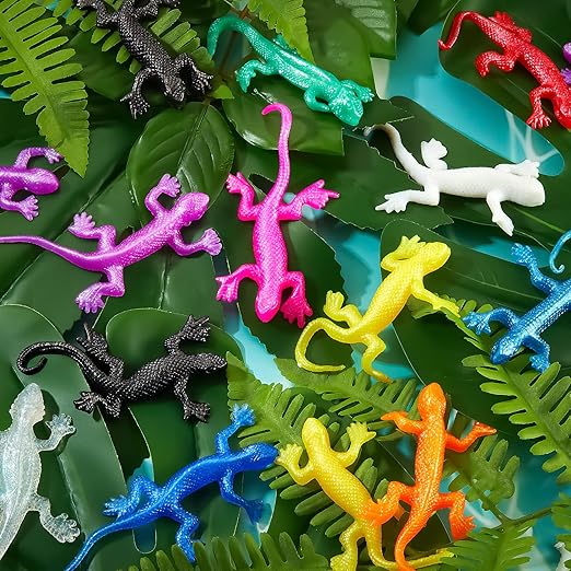 24 Pack Stretchy Lizard Toys Rubber Lizard Toy Mini Rubber Lizard Set ...