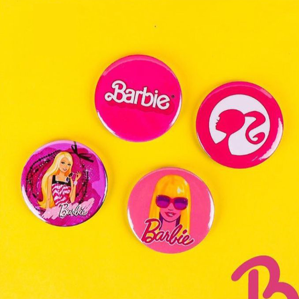 Barbie Badge for Cute Girls Little Female Movie Fans Rounded (Pack of 4 ...