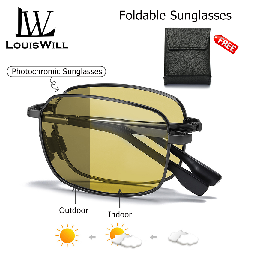LouisWill Photochromic Sunglasses Foldable Men Women Polarized ...