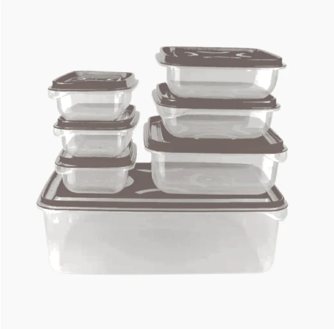 THUMB LOCK FOOD CONTAINER, STACKABLE PLASTIC STORAGE BOXES ( 7PC SET ...