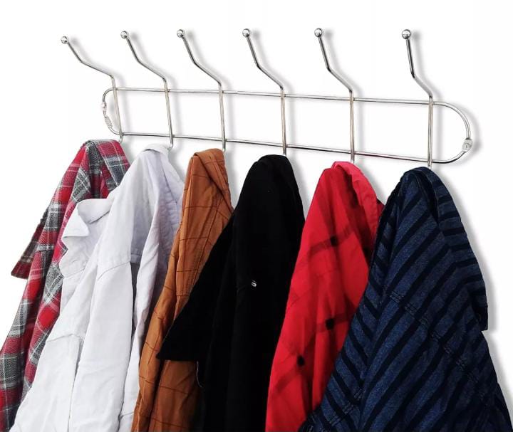 Hanging Rod - Wall Mounted Hanging Rod Stainless Steel - 12 Hooks Wall ...