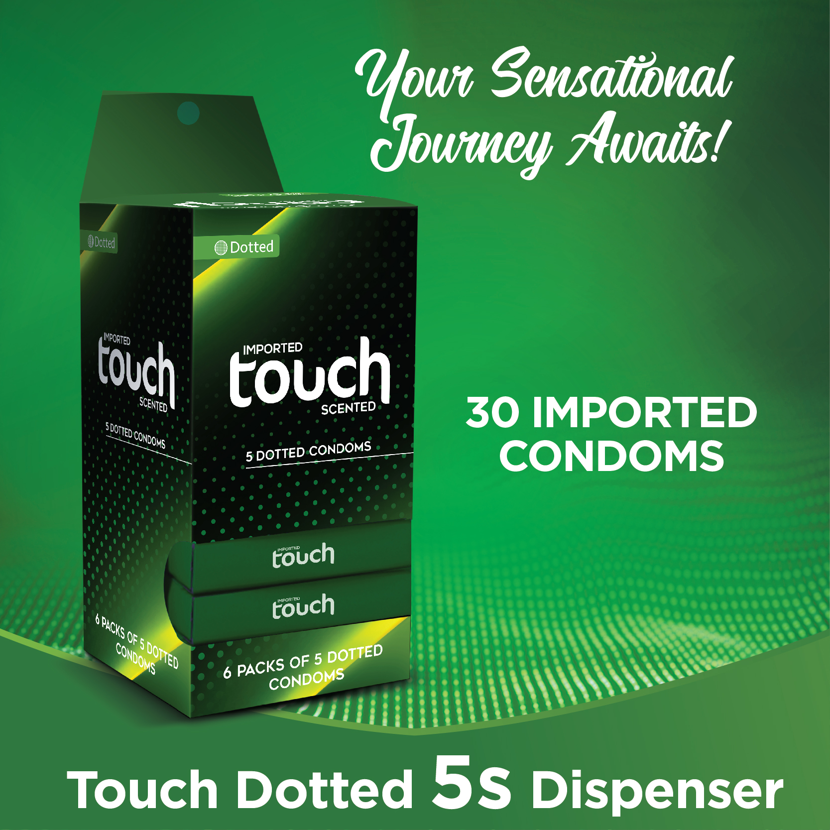 Touch Dotted Condoms Dispenser - Pack of 5 - 30 Pieces (6 x 5's) | Daraz.pk
