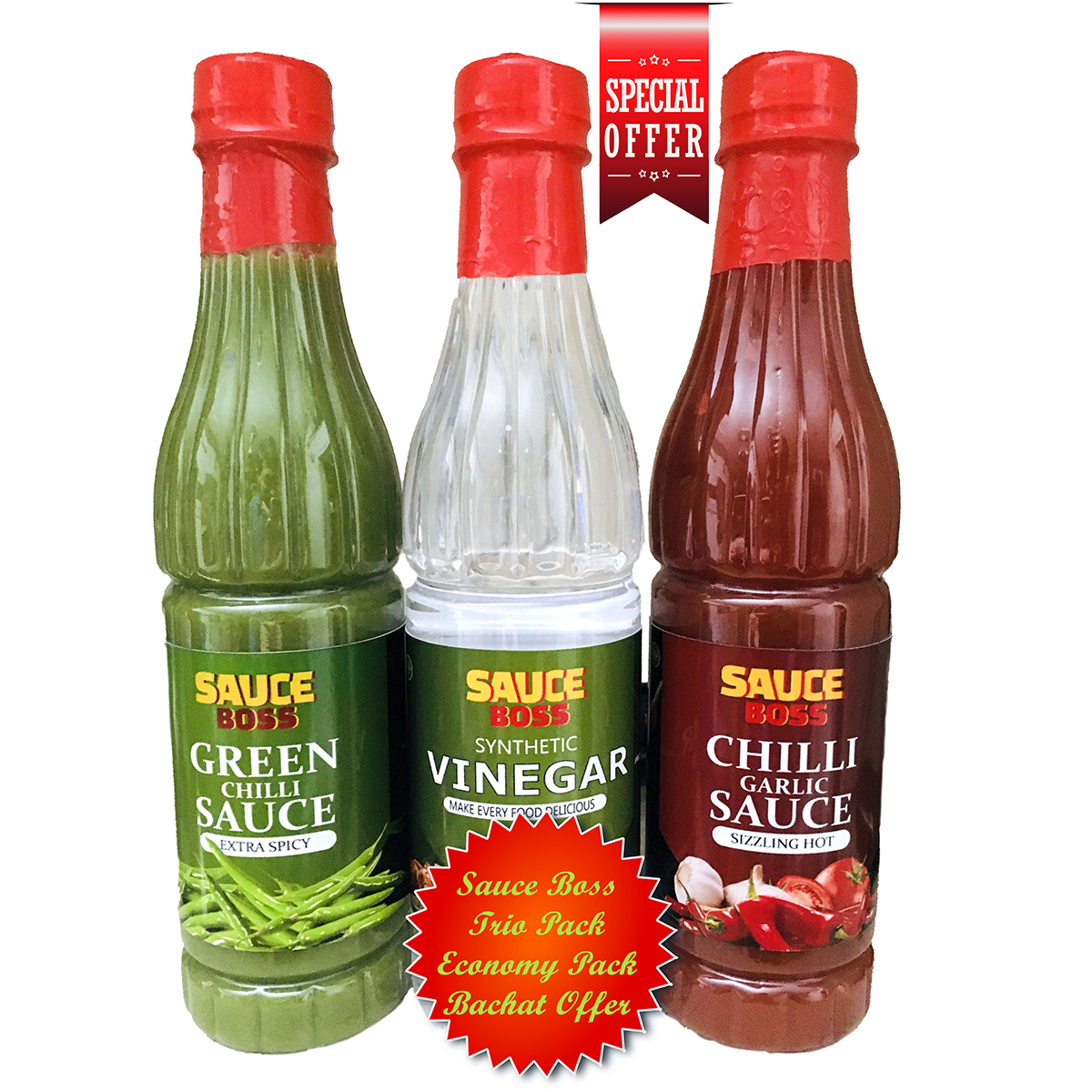 Sauce Boss Trio Pack | 500ML Each | Pack of 3 | Green Chilli Sauce ...