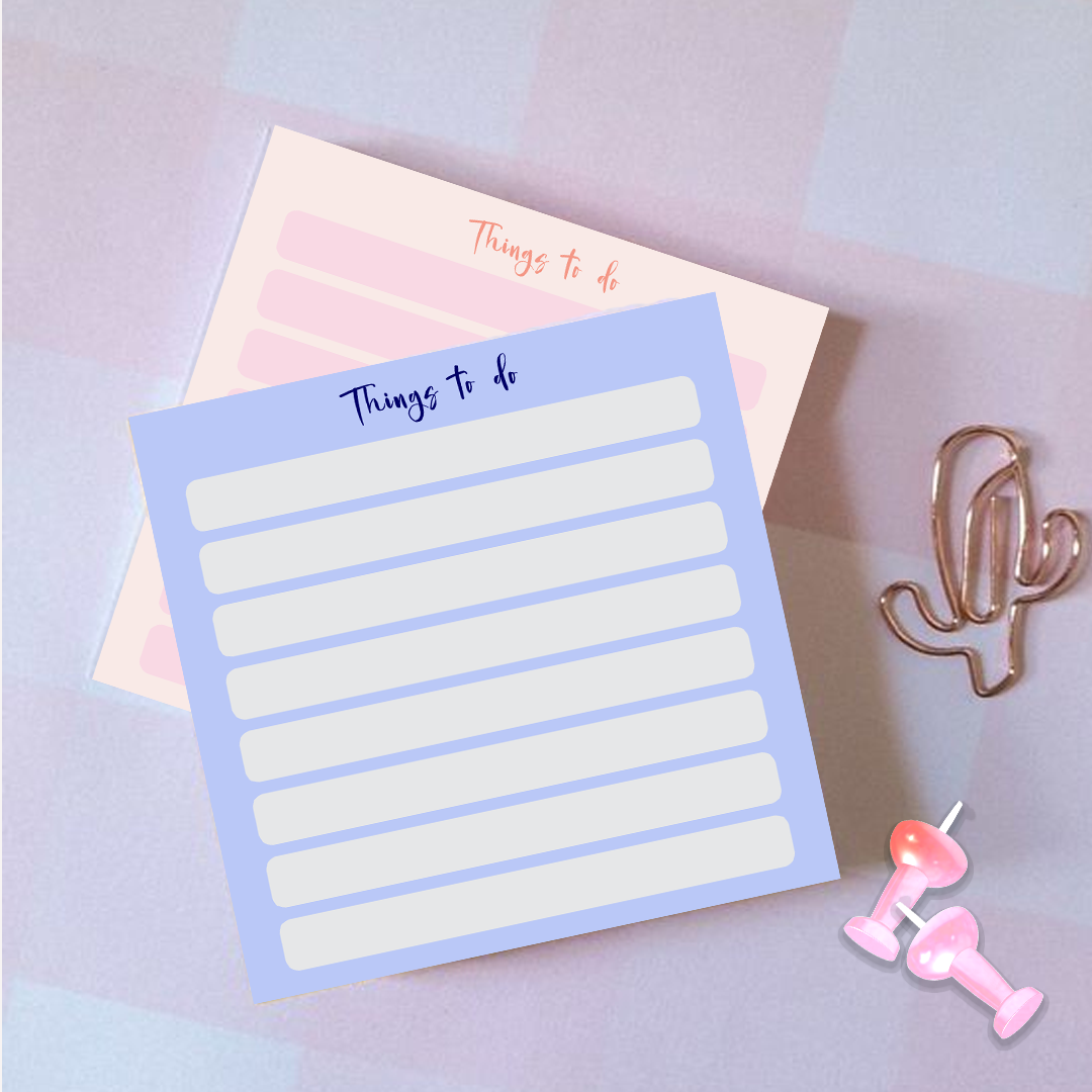 Colorful, Stylish 3x3 Mini pack of 2 Notepads in Blue and Pink: Ideal ...