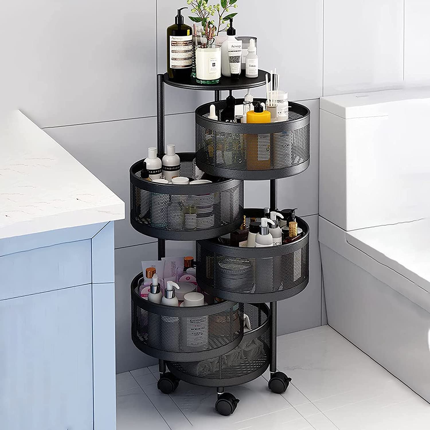 Kitchen Vegetable Rack Round Movable Multi-layer Rotating Vegetable ...