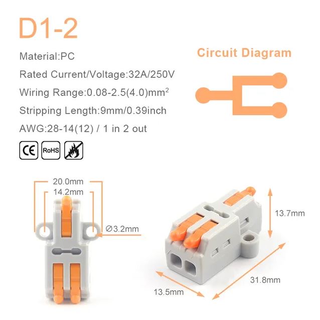 1 in multiple out Quick Wiring Connector Universal Splitter wiring ...
