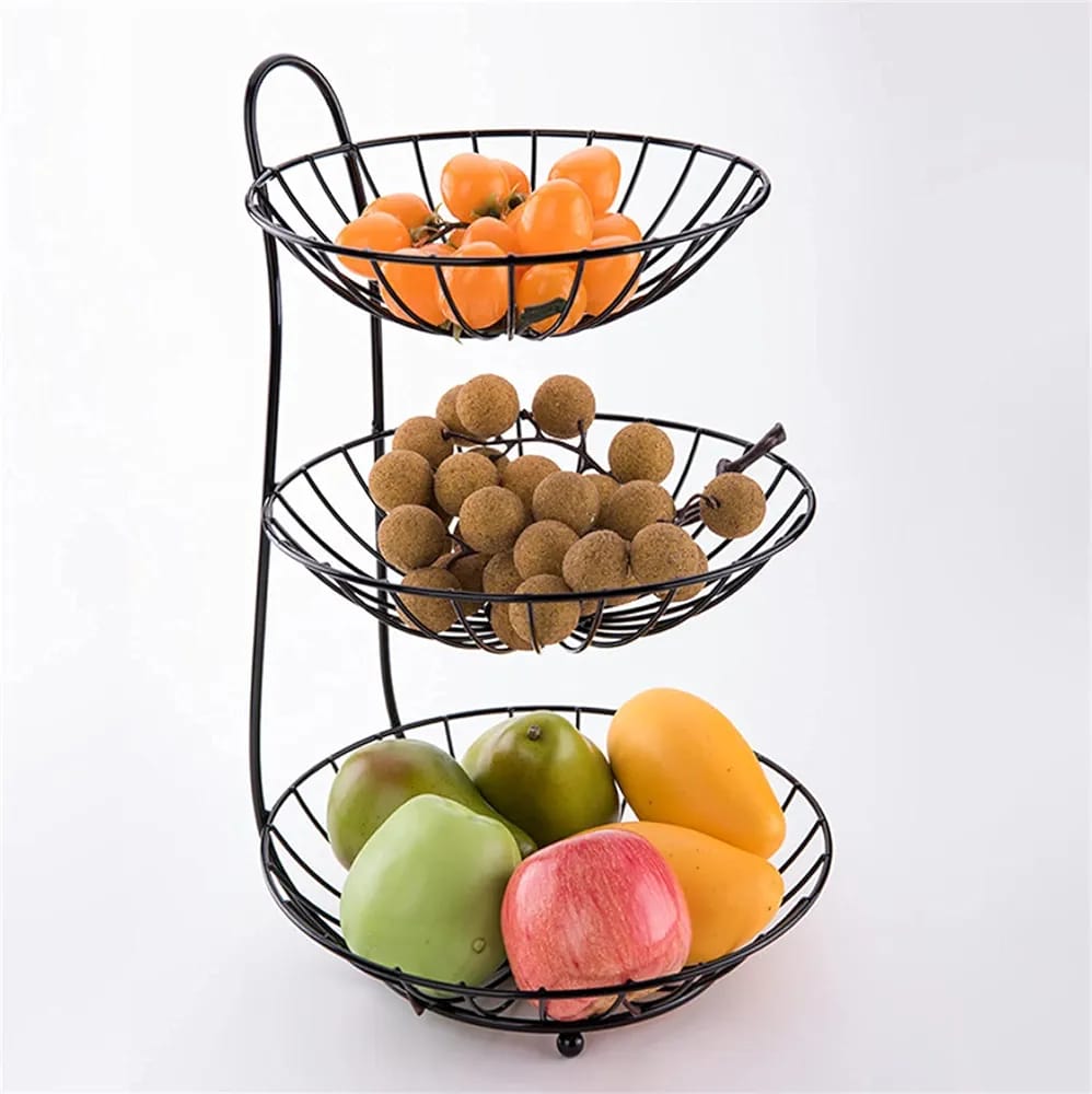 Kitchen organizer, 3 tier Fruit and Vegetables Basket in solid metal ...