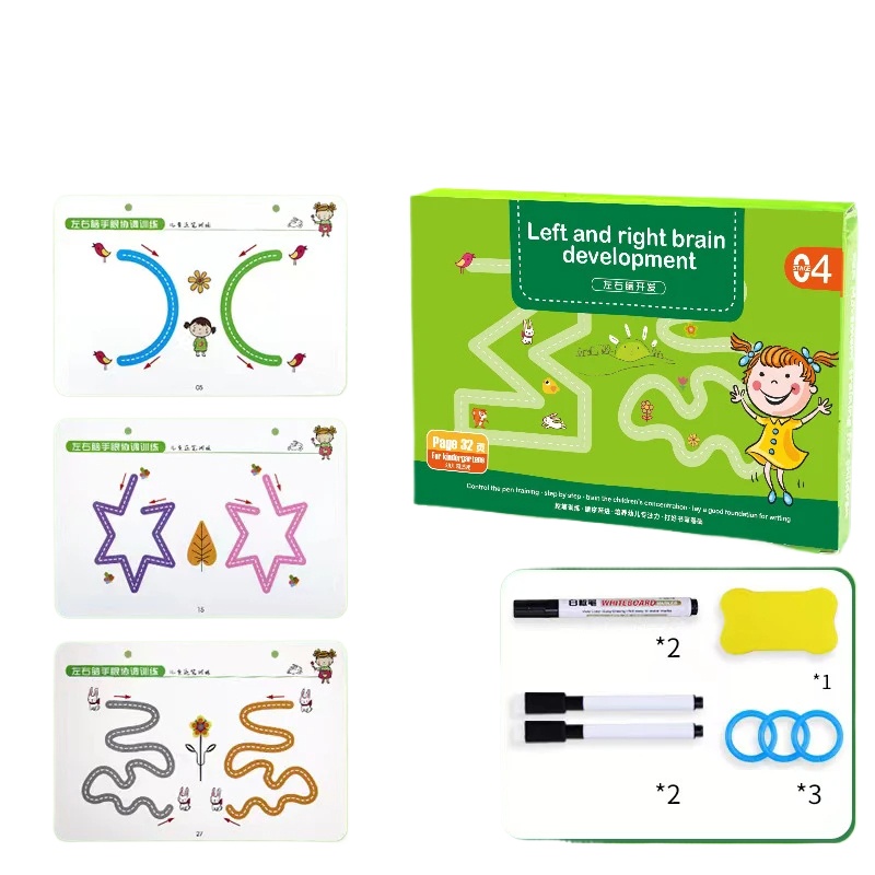 32 Page Children Tracing Book For Kids Training Coloring Erasable ...