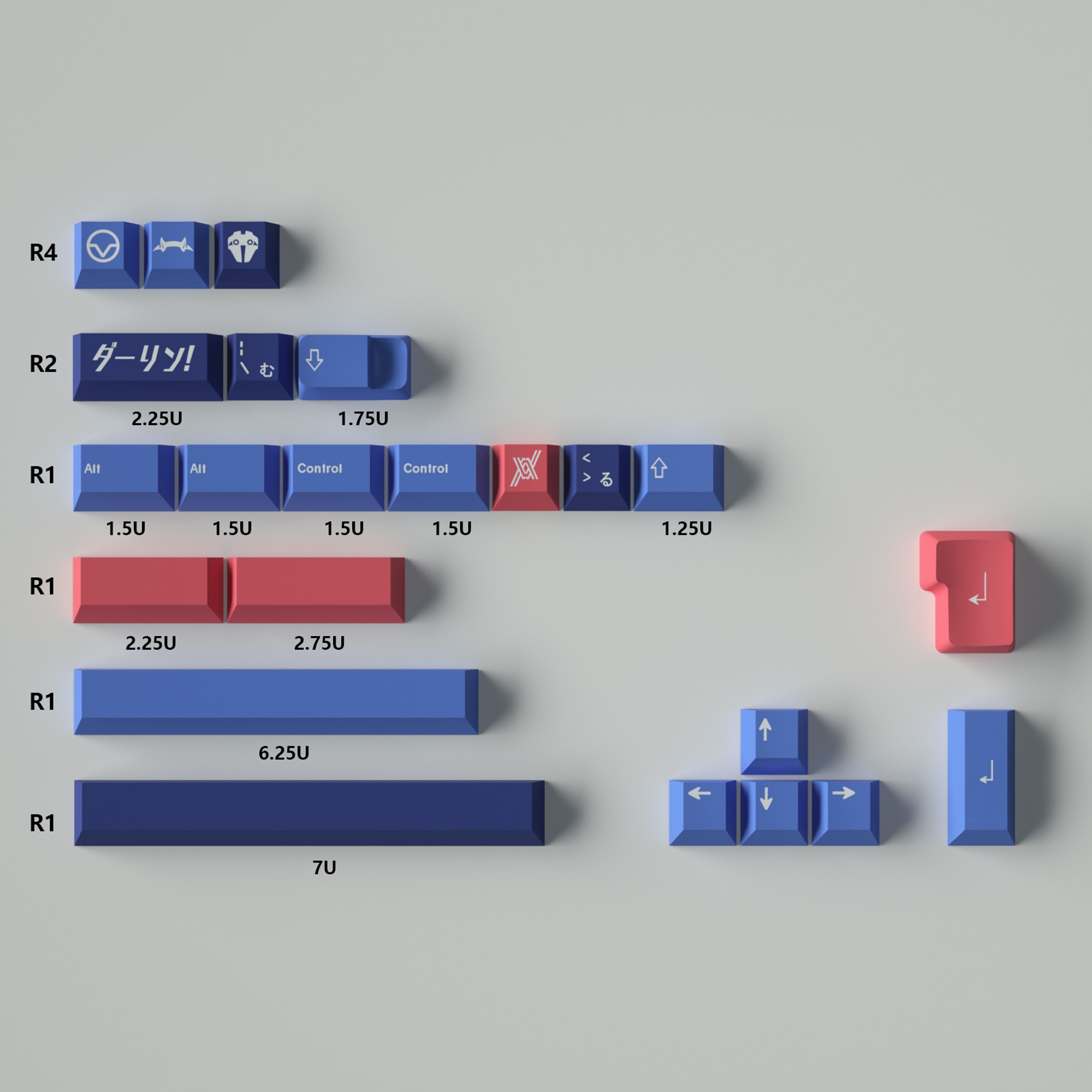 GMK Darling Large Set Cherry Profile DYE SUB PBT Keycap Japanese ...