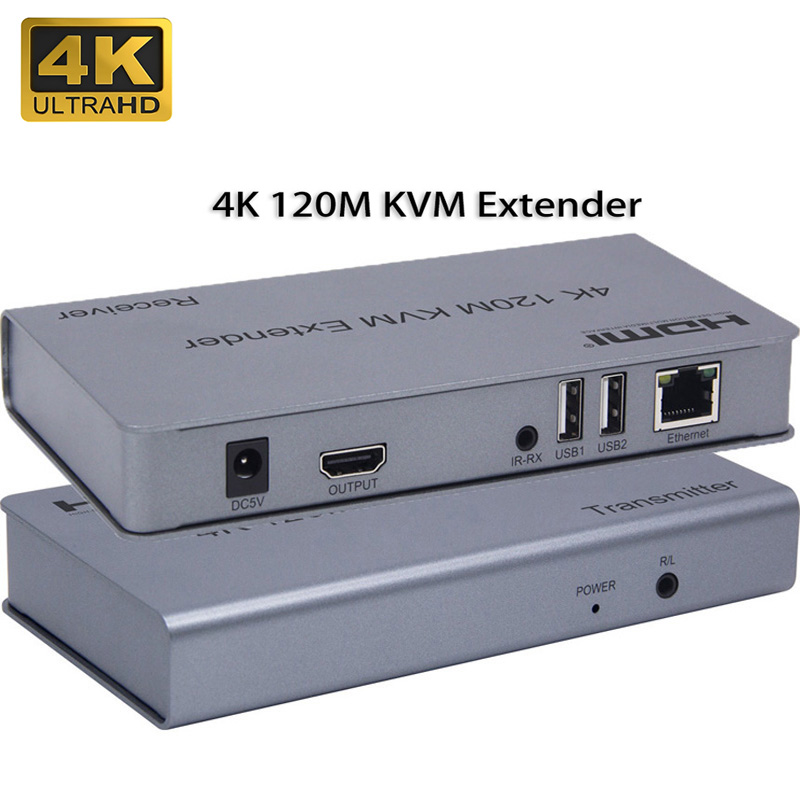 4K 120M HDMI KVM Extender By RJ45 Ethernet Cat5e Cat6 Cable Converter TX RX Support USB Mouse ...