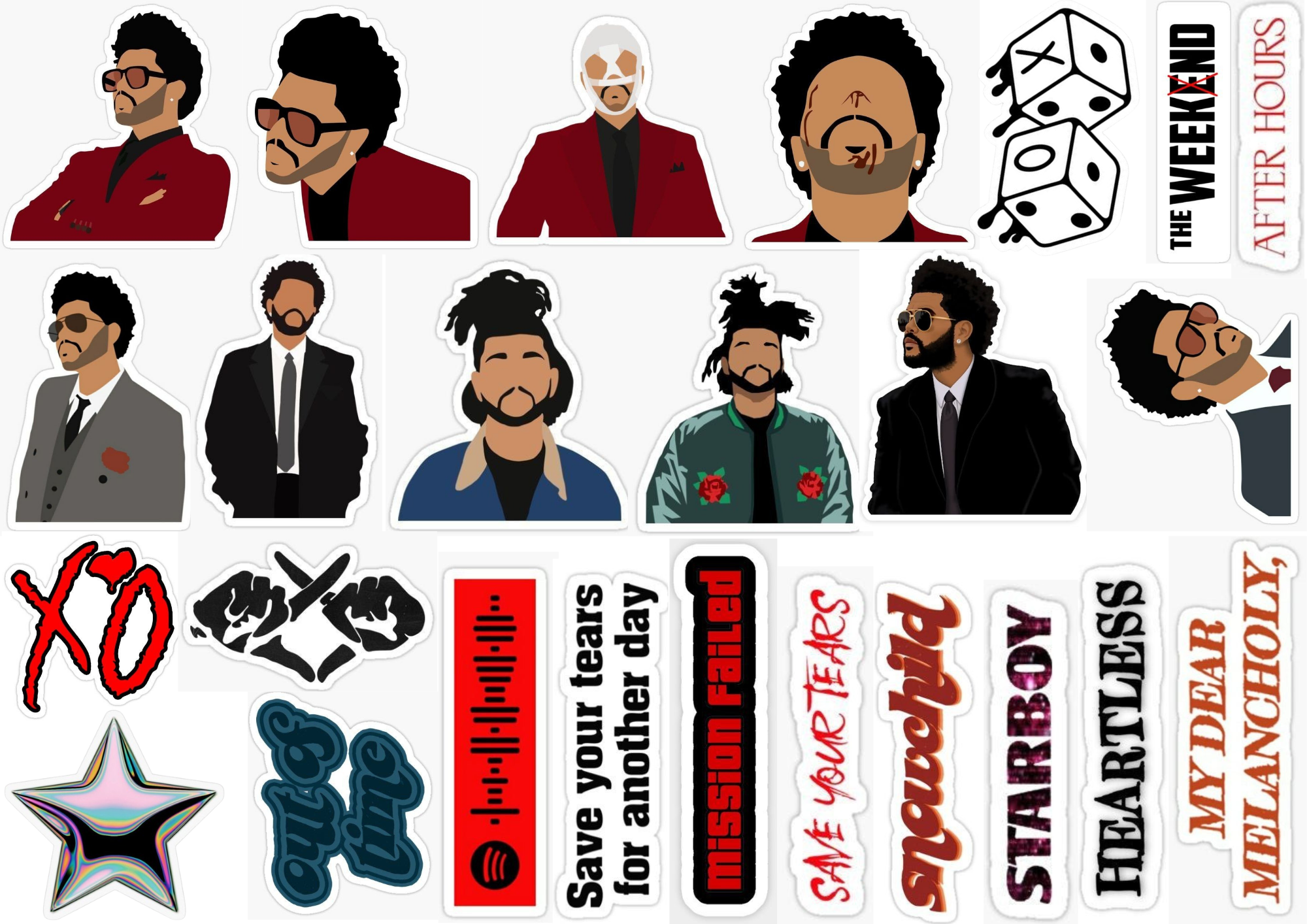25pcs WEEKND stickers pack music artist weekend best cool aesthetic ...
