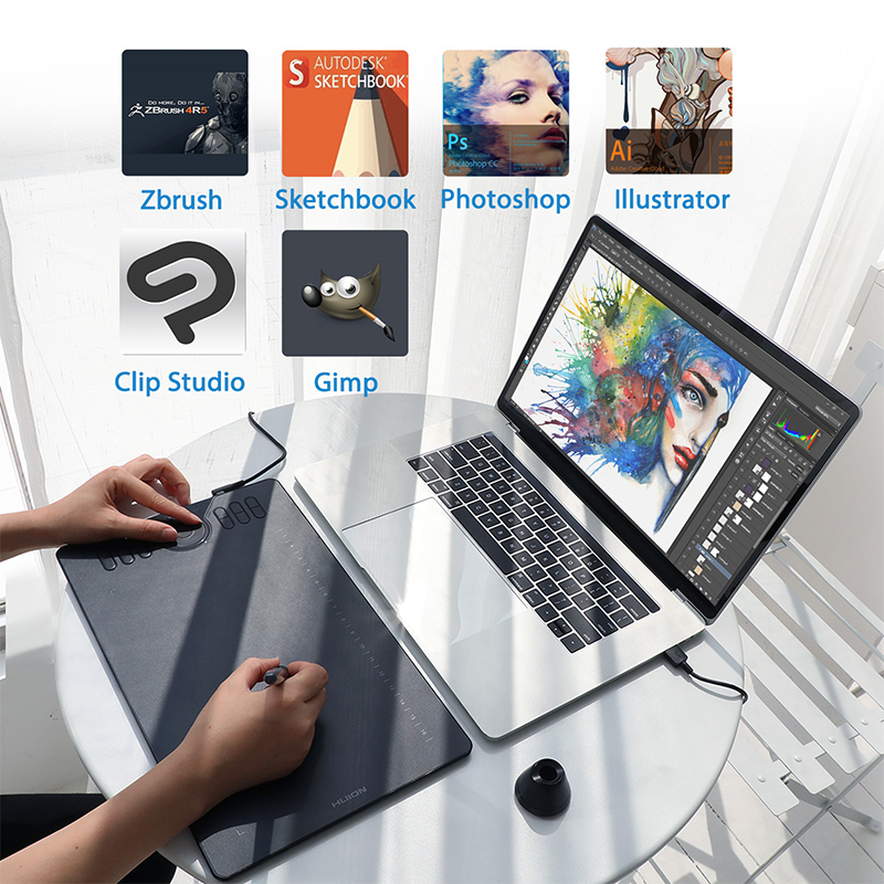 HUION HS610 Drawing Graphic Tablet Digital Painting Tablets With 8192 ...