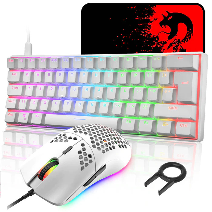 MAGIC-REFINER MK21 RGB Backlit 62 Key Mechanical Gaming Keyboard USB C ...