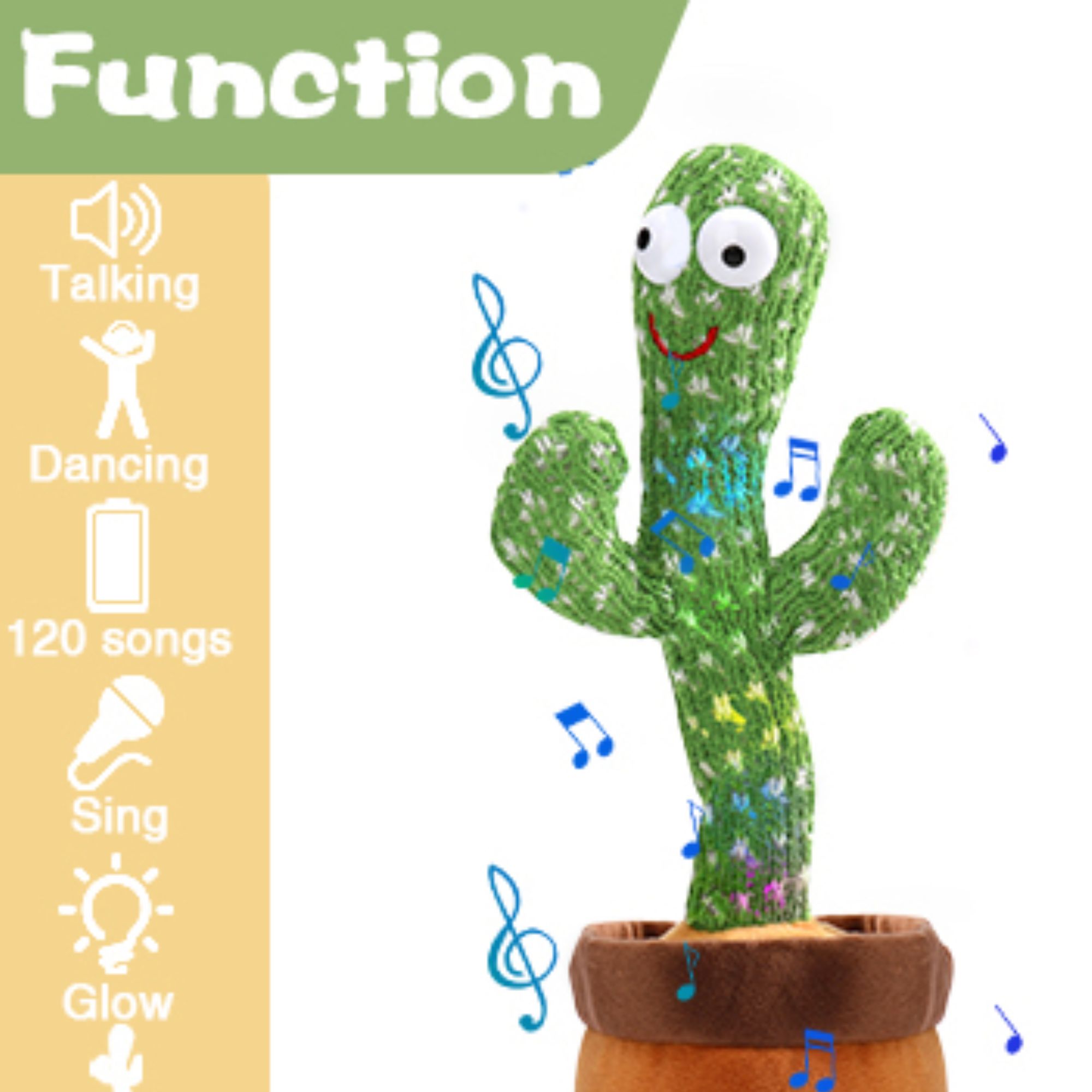 Rechargable Dancing Cactus Talking Toy Cactus Repeats , Soft Plush ...