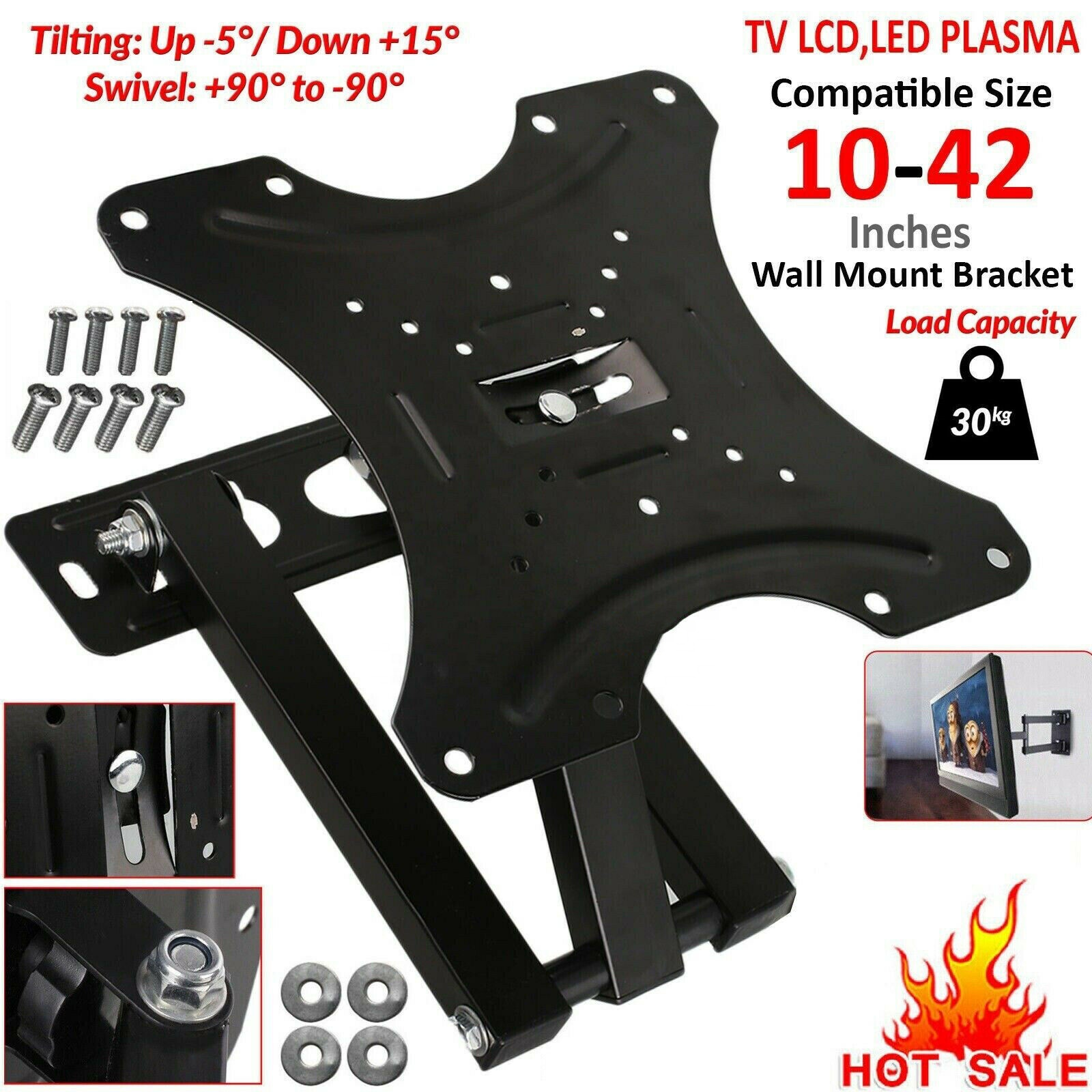 Hot selling full motion tv mount Adjustable tv brackets for 14 inch to ...