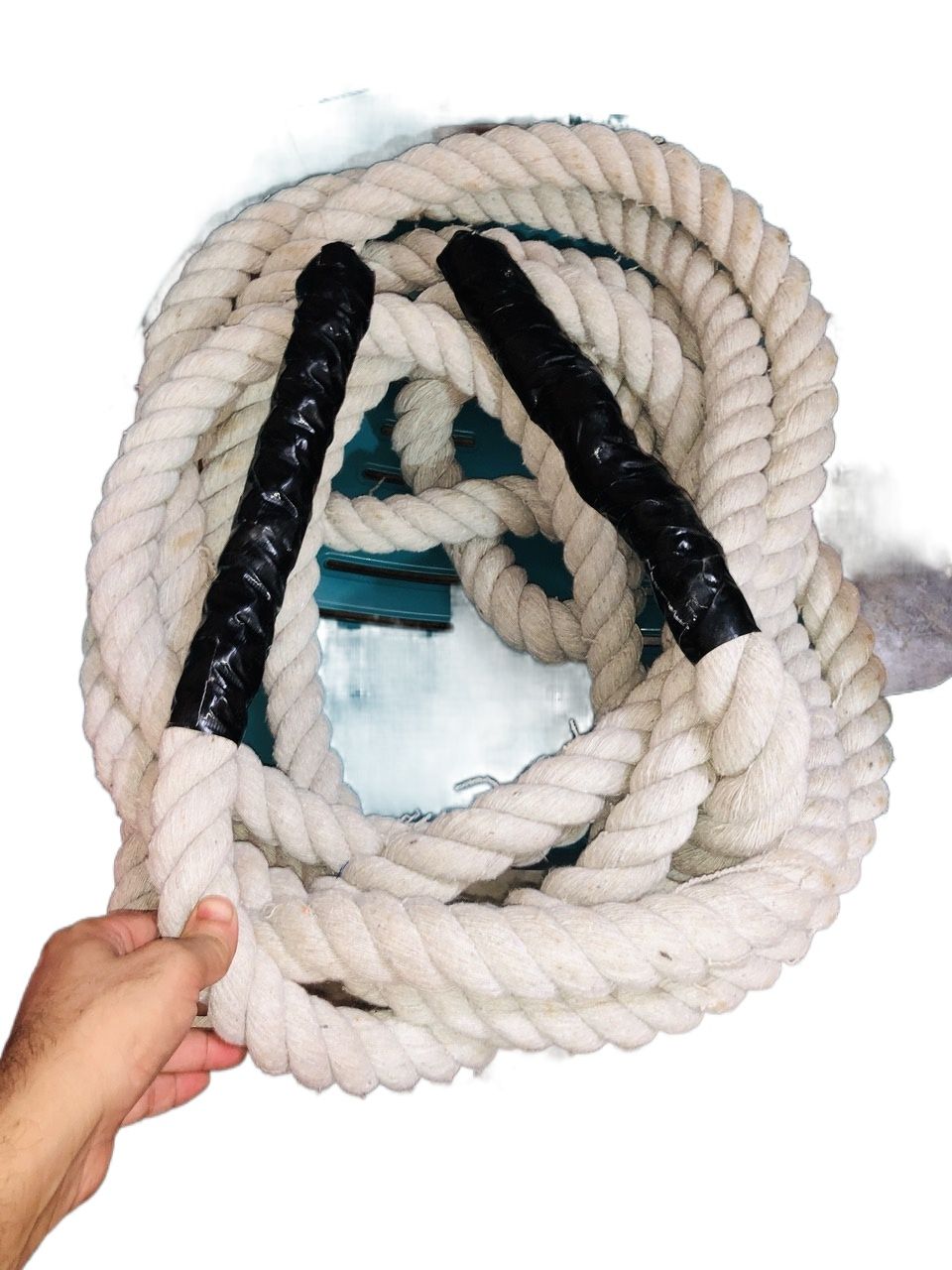 Heavy Battle Rope 1.5" Dia White Cotton Hard Rope in 20ft, 30f 40ft ...