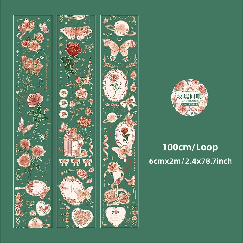 RHS Online Star River Rose Series Masking Tapes Decorative Sticky PVC ...