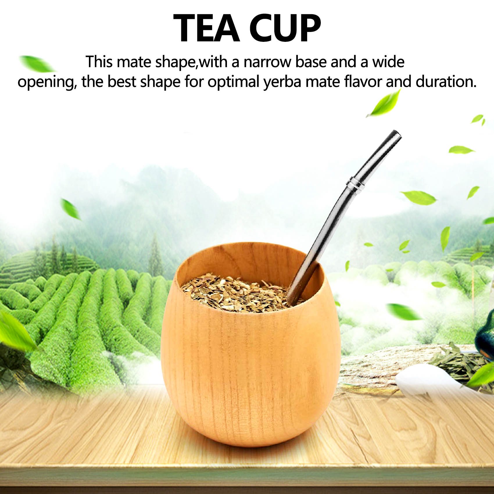 2X Wooden Yerba Gourd Mate Tea Set Natural Wood Coffee Water Mate Cup ...