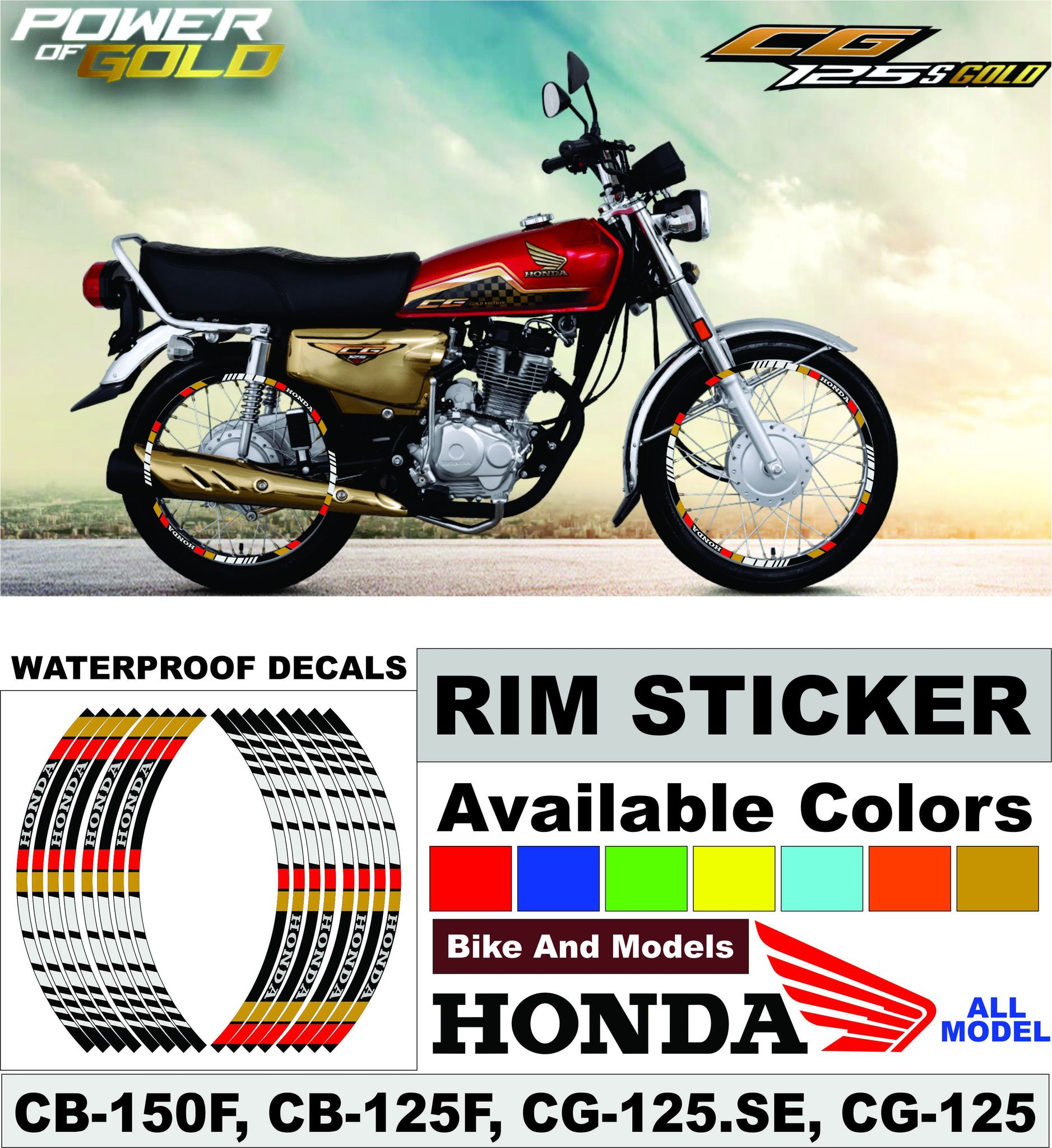 Wheel Stickers for HONDA CG125, CD70 Rim Reflector Tape Motorcycle ...