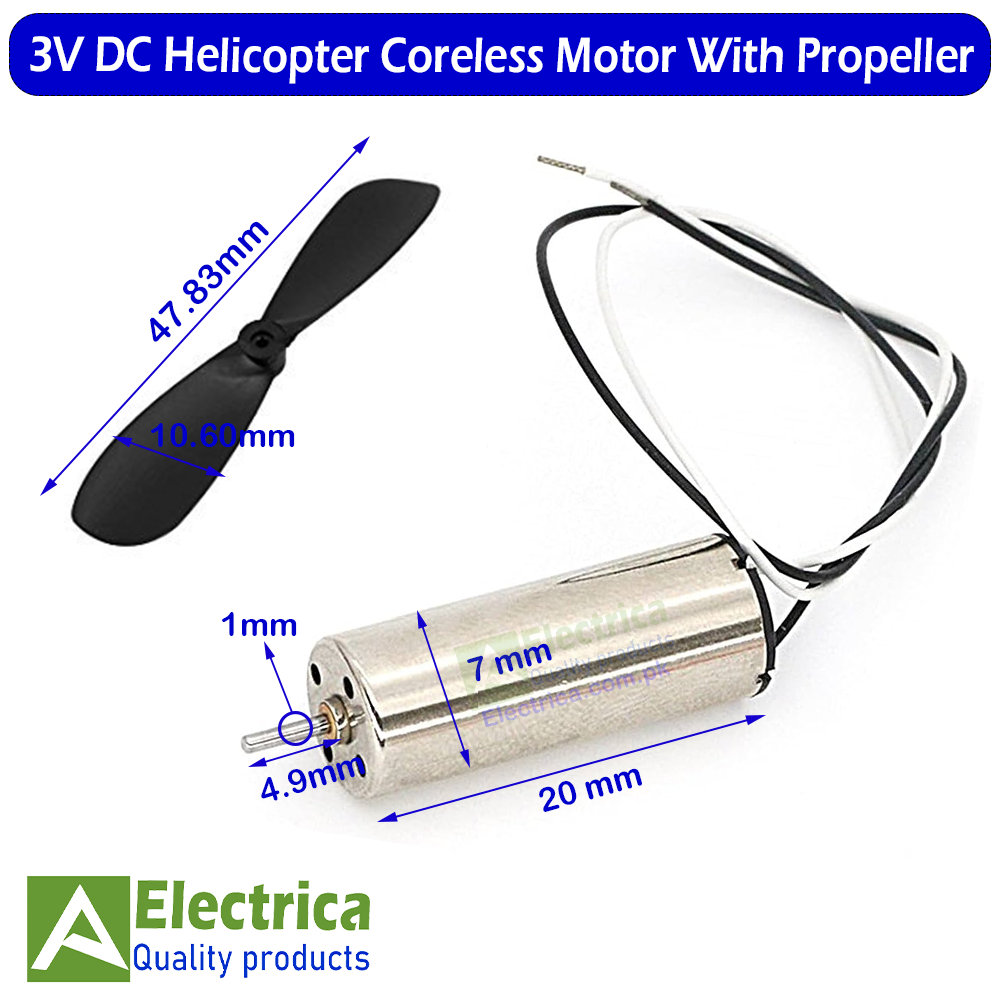 1 pair Micro 3V DC Helicopter Coreless Motor With Propeller by ...