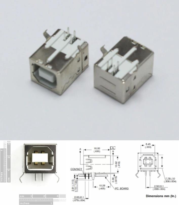 3pcs USB Female Type B Connector Arduino 4-Pin Right Angle DIP Jack ...