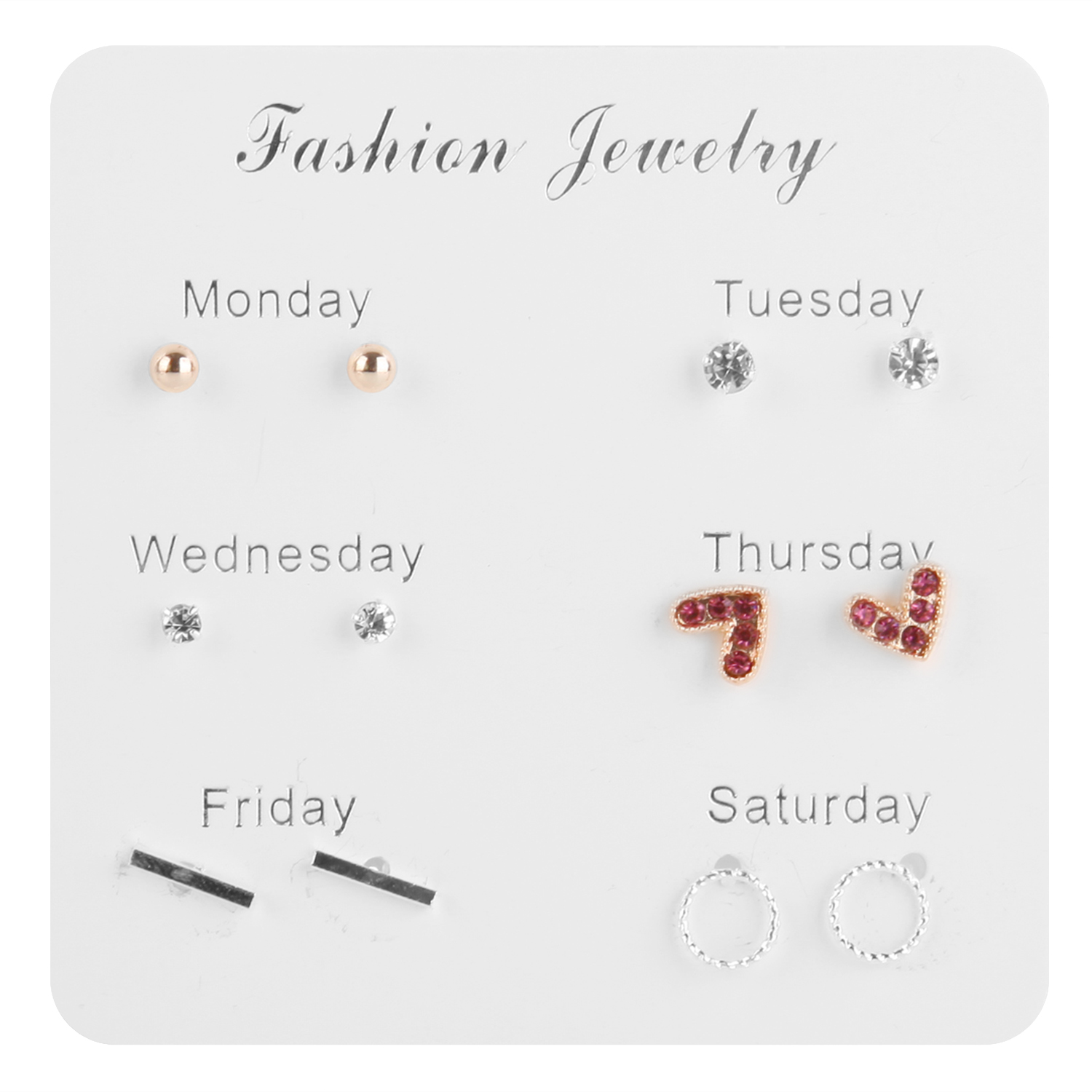 Simple Design One Week Earring Sets Ear Studs for Women Girls | Daraz.pk