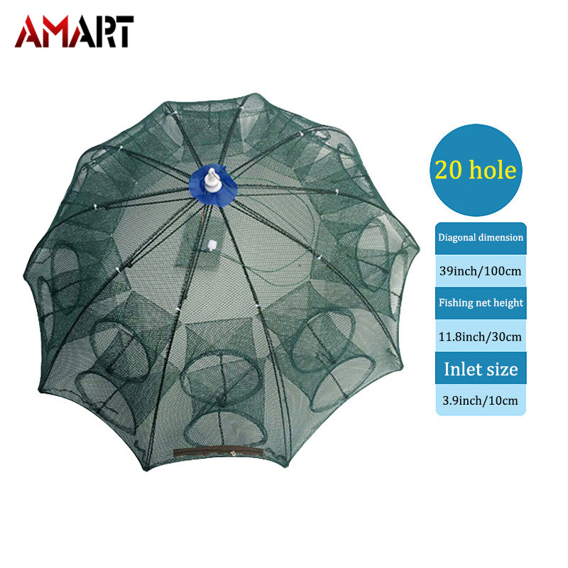 Portable Fishing Net Nylon Automatic Foldable Catch Fish Baits Trap For ...