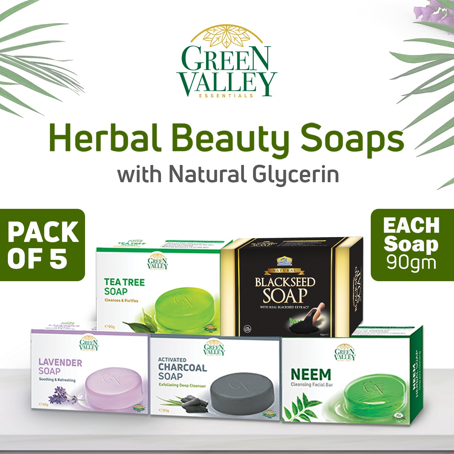 Herbal Soaps Pack of 5 Bundle , Tea Tree Soap, Black Seed Soap ...