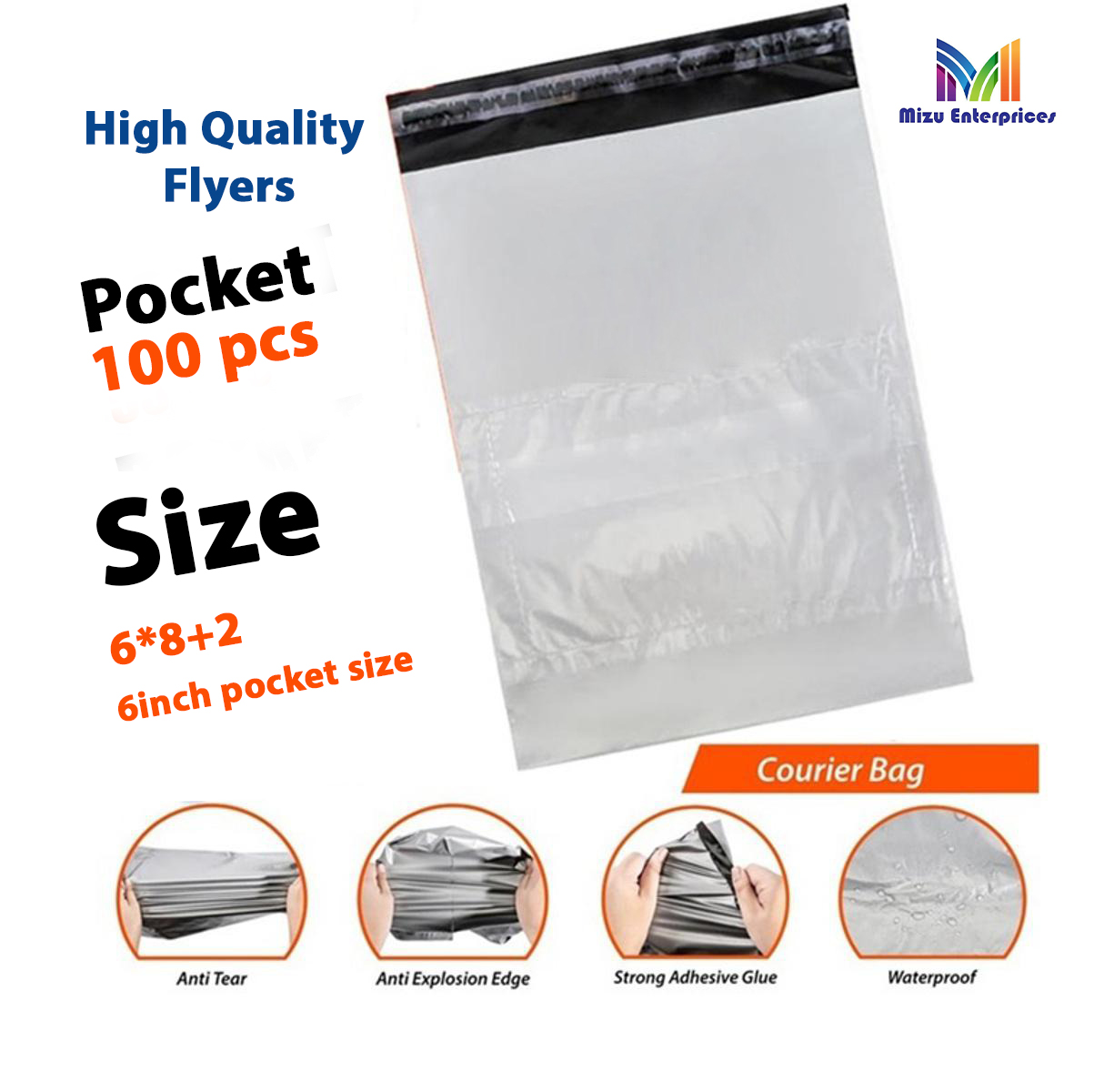 Mini Courier Flyer Bag with Pocket - Plain Flyer - MP logo (6x8 + 2 ...