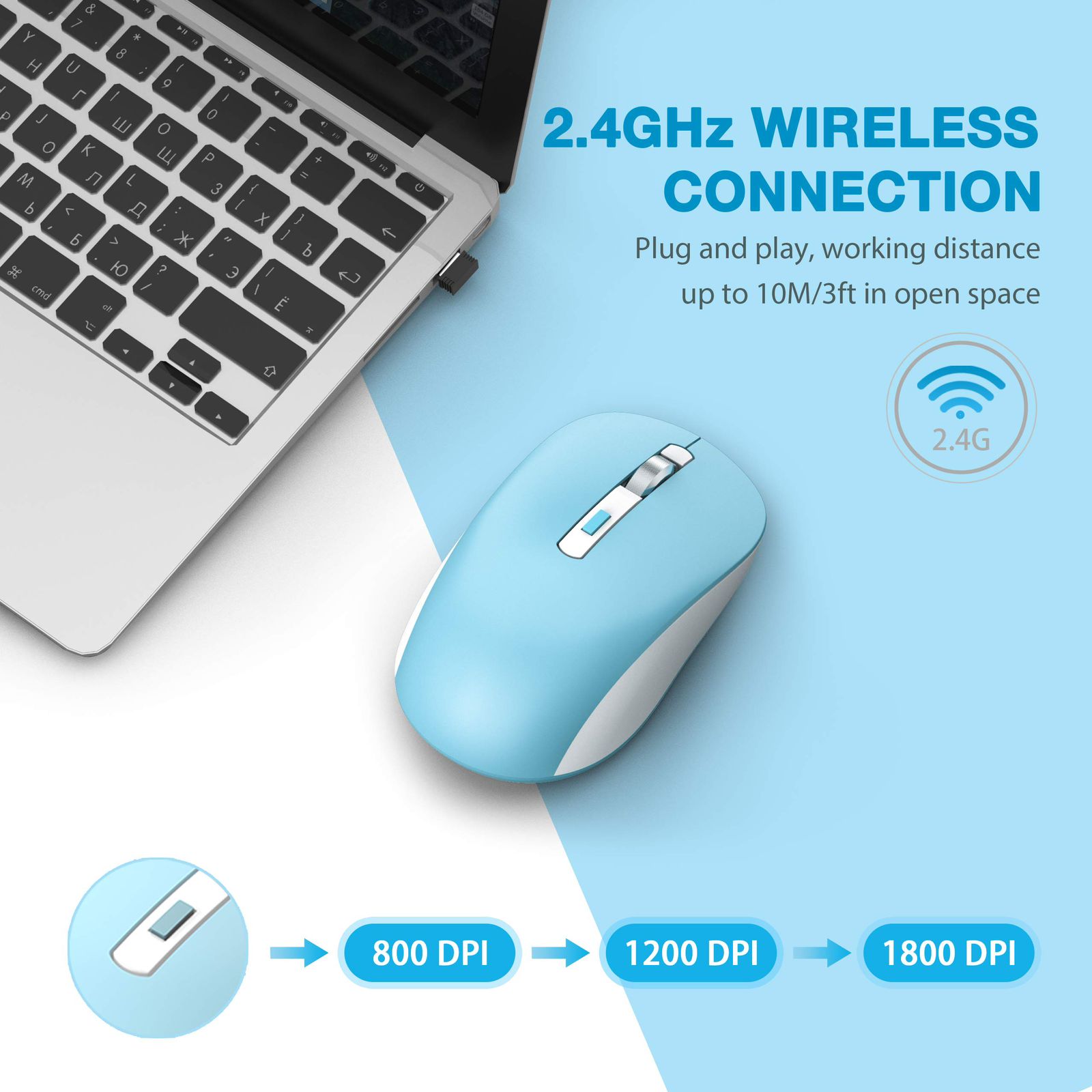 JOYACCESS M10 Dual Mode Wireless Mouse/Mice Silent Clicks (3.0 and 5.0 ...