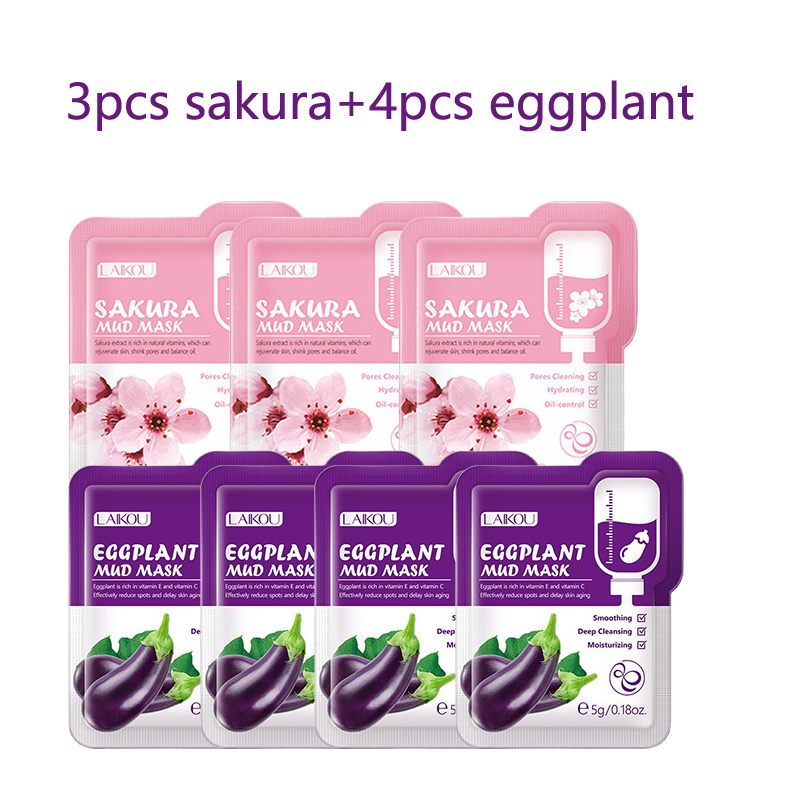 7pcs Japan Sakura Mud Face Mask Deep Cleansing Remove Blackheads Oil ...