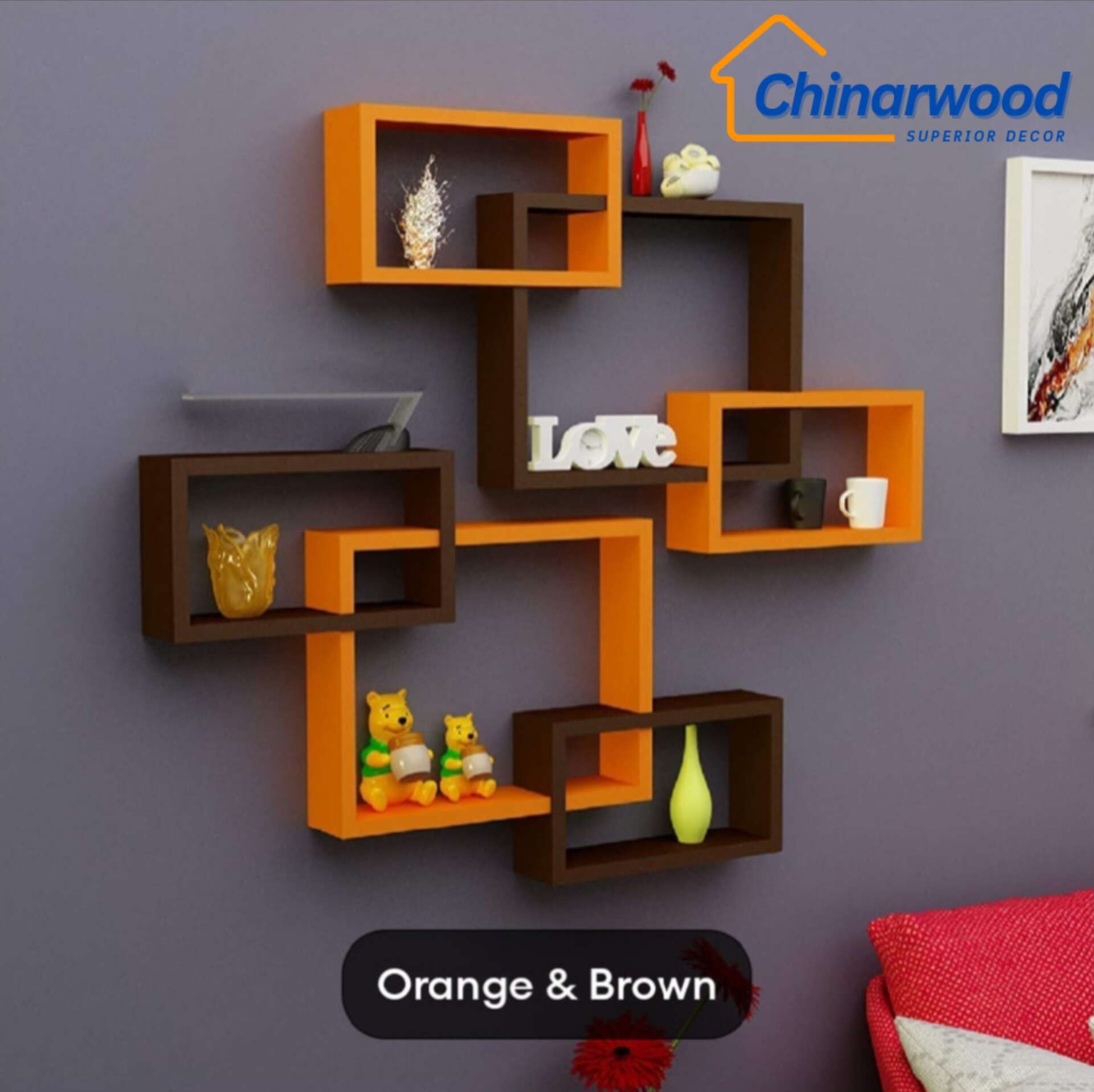 laminated wooden intersecting box shelf Wall mounted decoration shelves ...