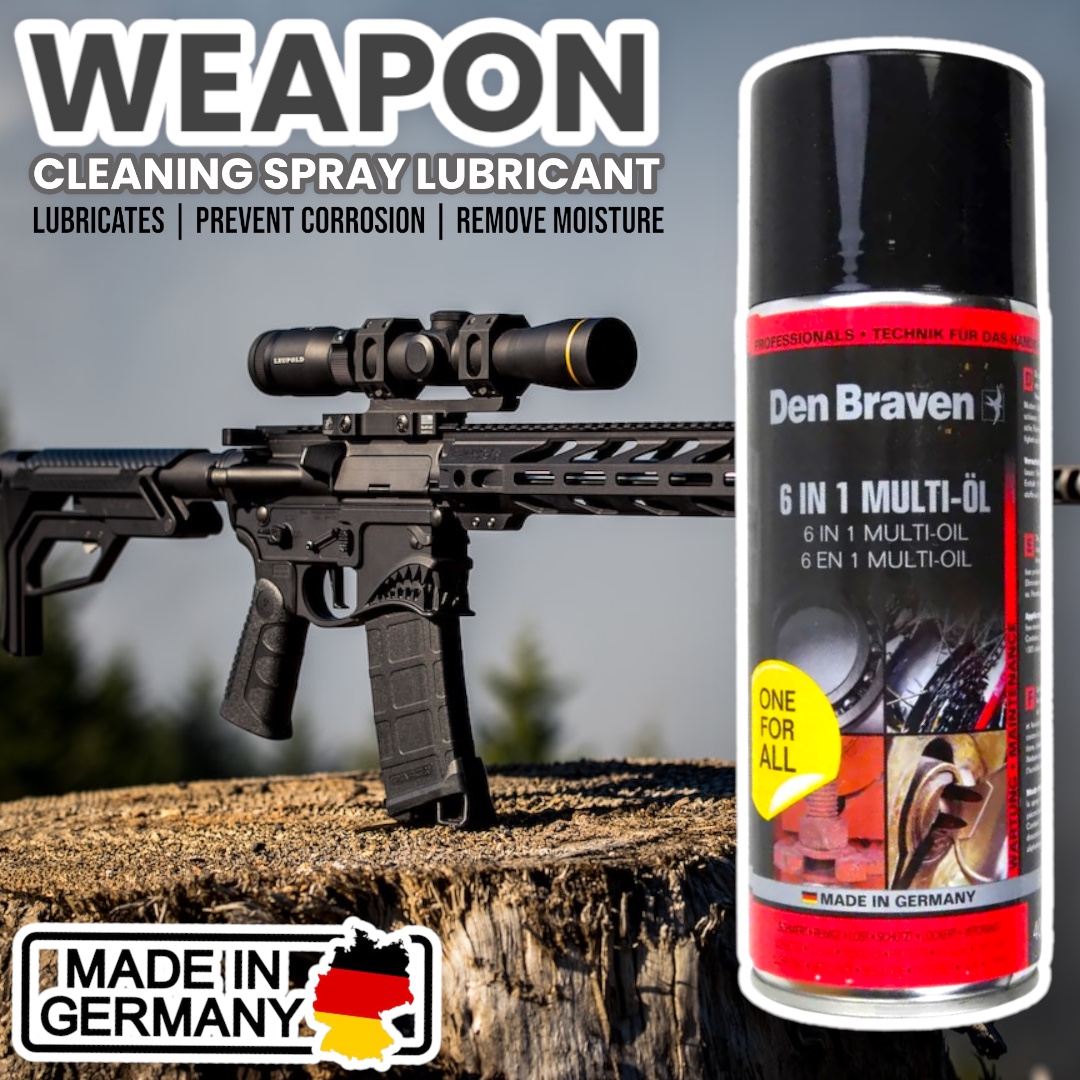 Weapon Cleaning Spray Lubricant - Den Braven 6 in 1 Multi-Oil Anti Rust ...