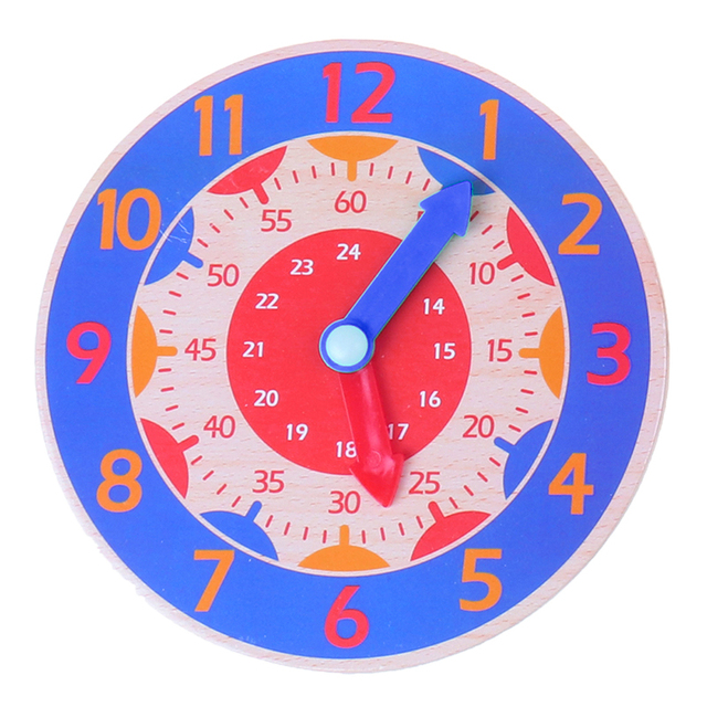 1PC Children Montessori Wooden Clock Toys Hour Minute Second Cognition ...