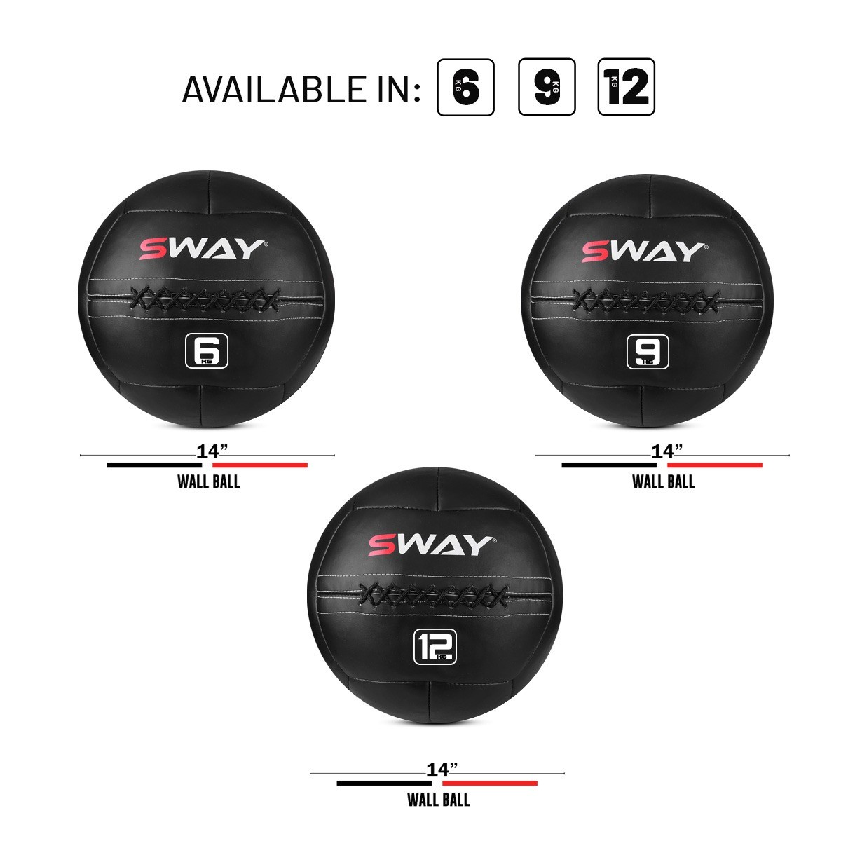 SWAY WALL BALL (14'') 3KG, SLAM BALL BLUE BLACK, WALL BALL, MEDICINE ...
