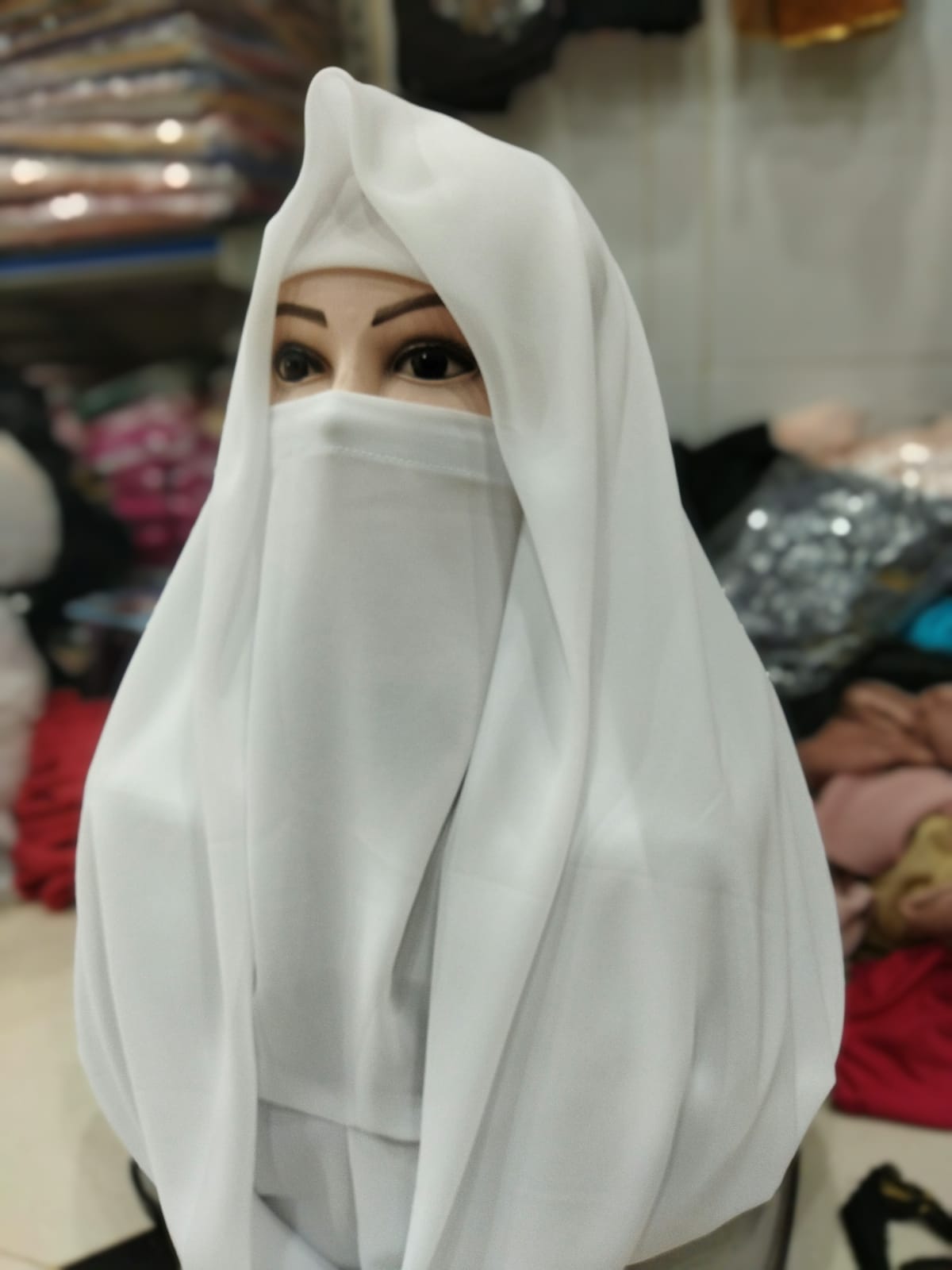 White Ninja Nector Misri Hijab With Naqab | Daraz.pk