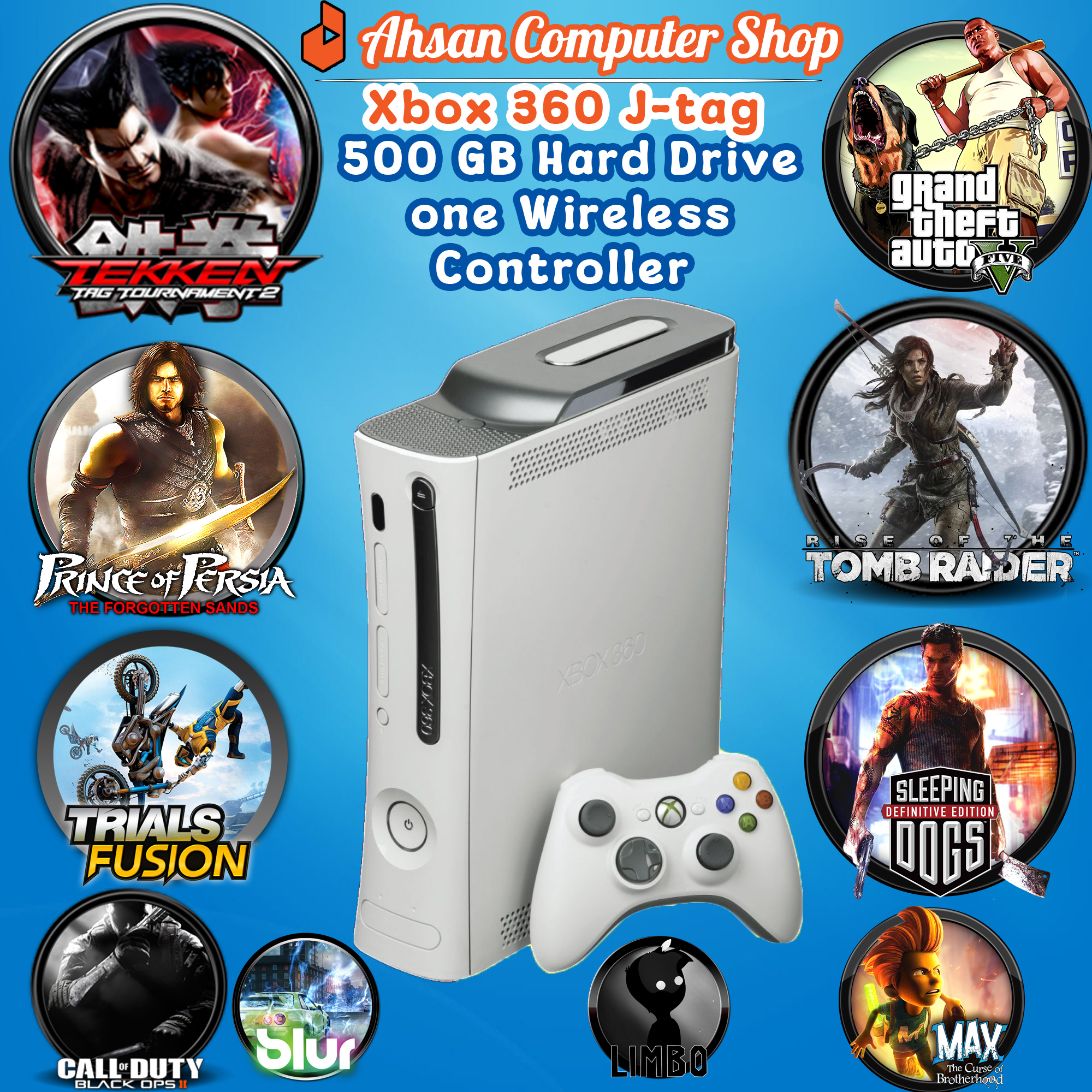 Xbox 360 j-tag offline - fat model with 500 GB hard 1x wireless ...