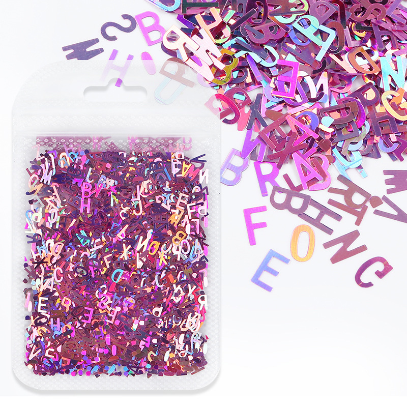 RHS Online 10g Holographic Glitter English Alphabet Flakes Laser Letter ...
