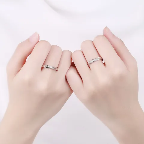 Classic Couple Rings Shiny Crystal CZ Stone Trendy Wedding Lovers' Ring ...