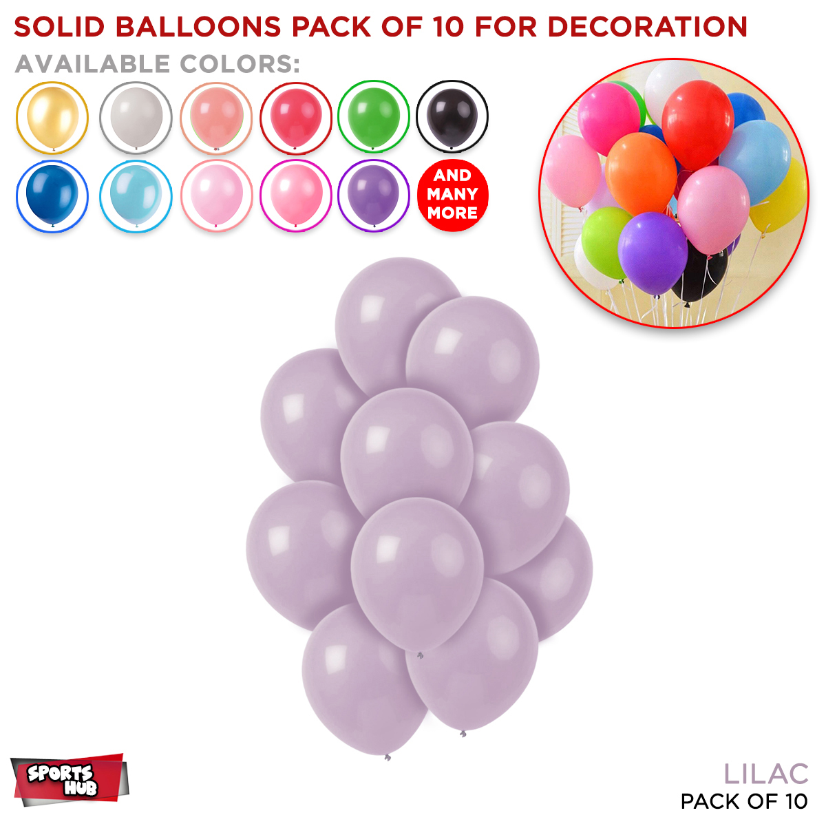 10 Pcs Solid Latex 12 inch Round Multi Colors Helium Ballons For ...