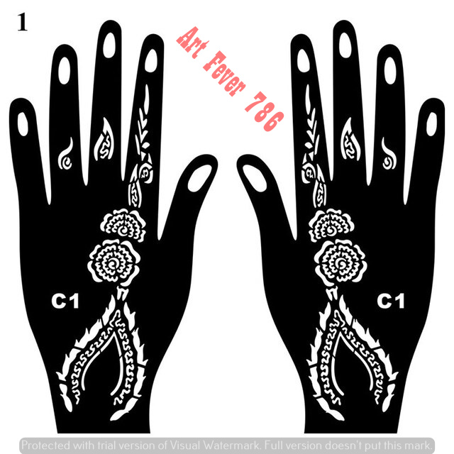 Reuseable Henna Stencils For Both Hands Mehndi Art Stencils | Daraz.pk
