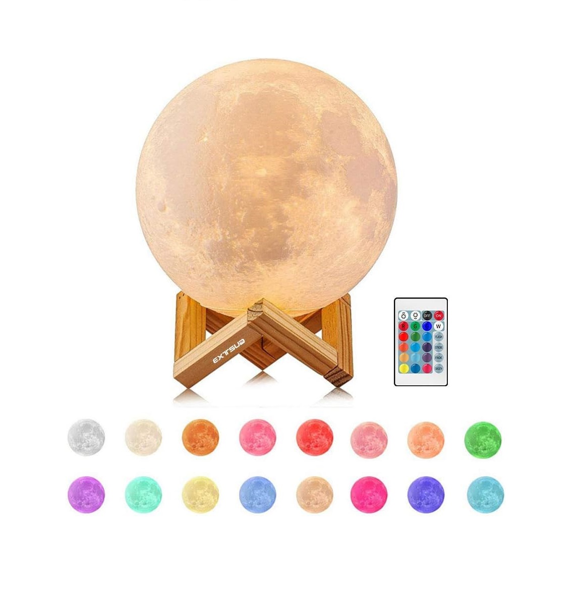 Full Moon Lamp, LED Lunar Night Light Remote Control Table Lamp ...