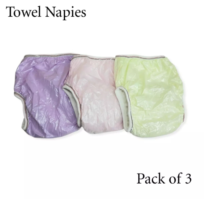Pack of 3 Pcs Set - Baby Washable Nappy - Plastic Waterproof Inner ...