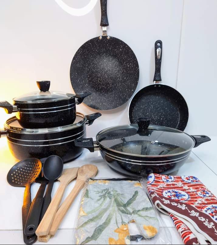Kitchen Cuisine Double Marble Coated Junior 15 Pcs Set | Premium ...