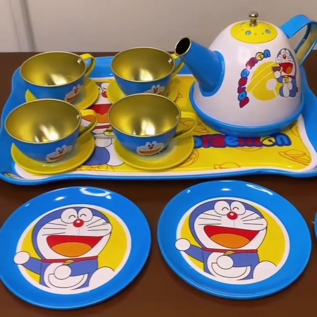 KIDS TEA SET FOR LITTLE GIRLS - TODDLERS AFTERNOON TEA TIME METAL PLAY ...