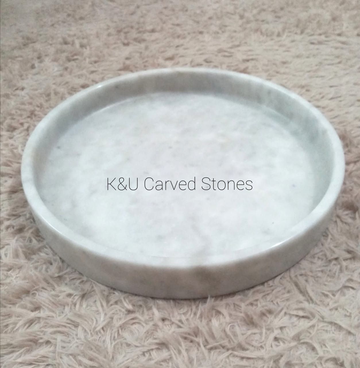 Carved White Marble 12 inches Round Big Platter | Daraz.pk