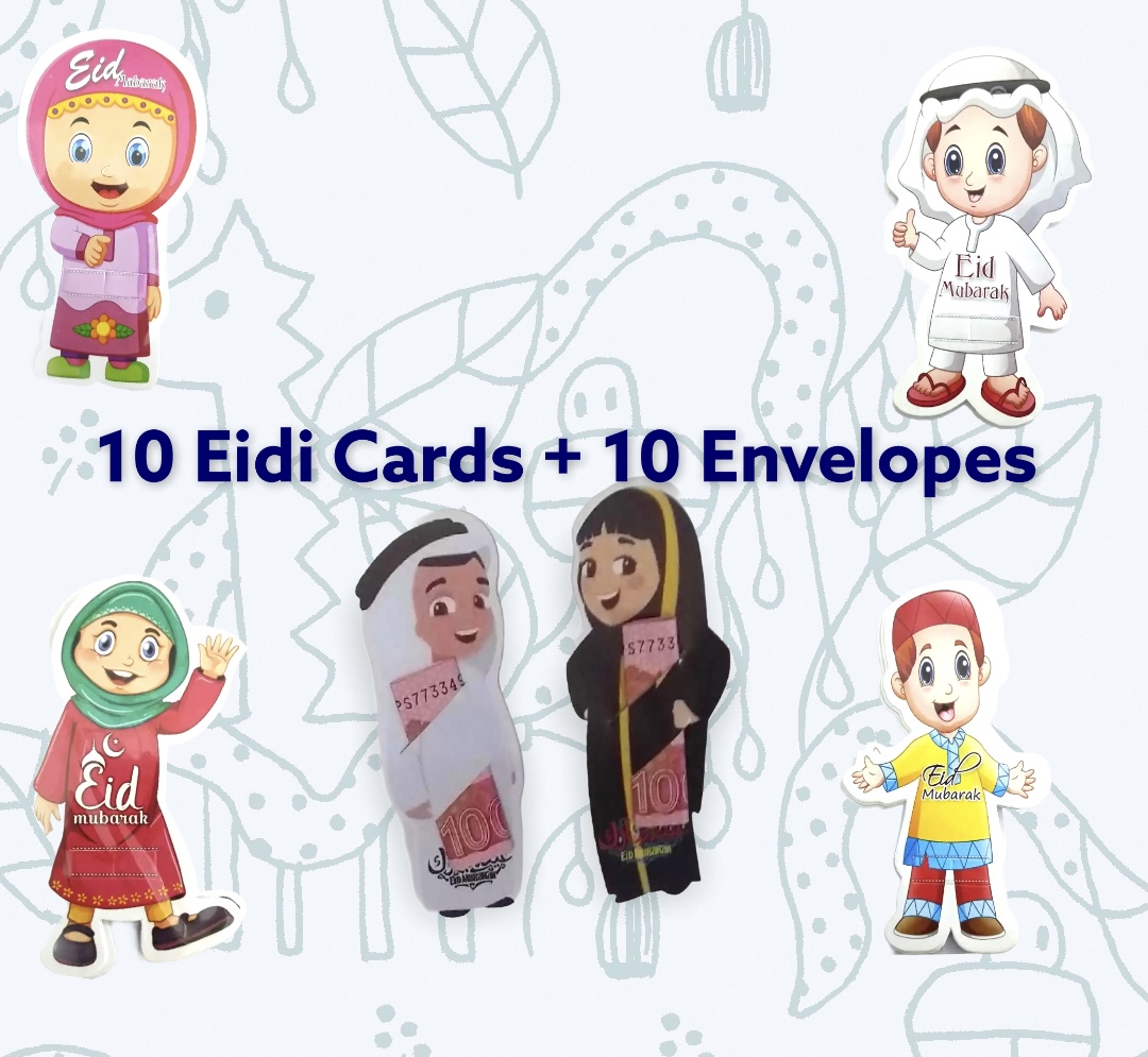 10 Eidi Envelopes Tuck Cards For Kids Eidi Cards With Envelope Price in ...