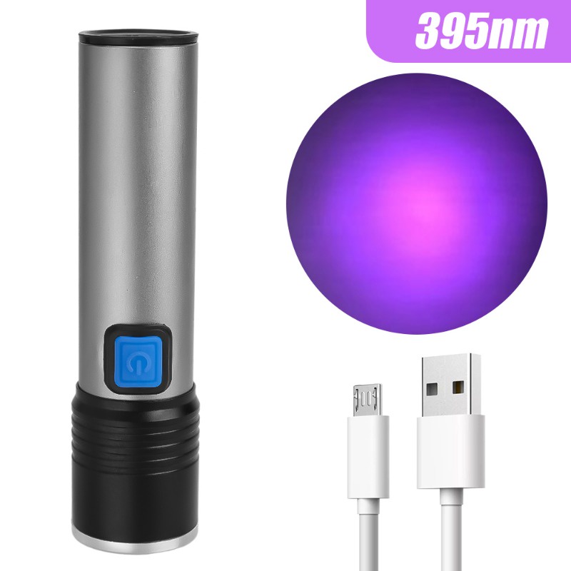 Portable 365/395nm Rechargeable LED UV Flashlight Zoomable Ultraviolet Torch Pet Urine Stains ...