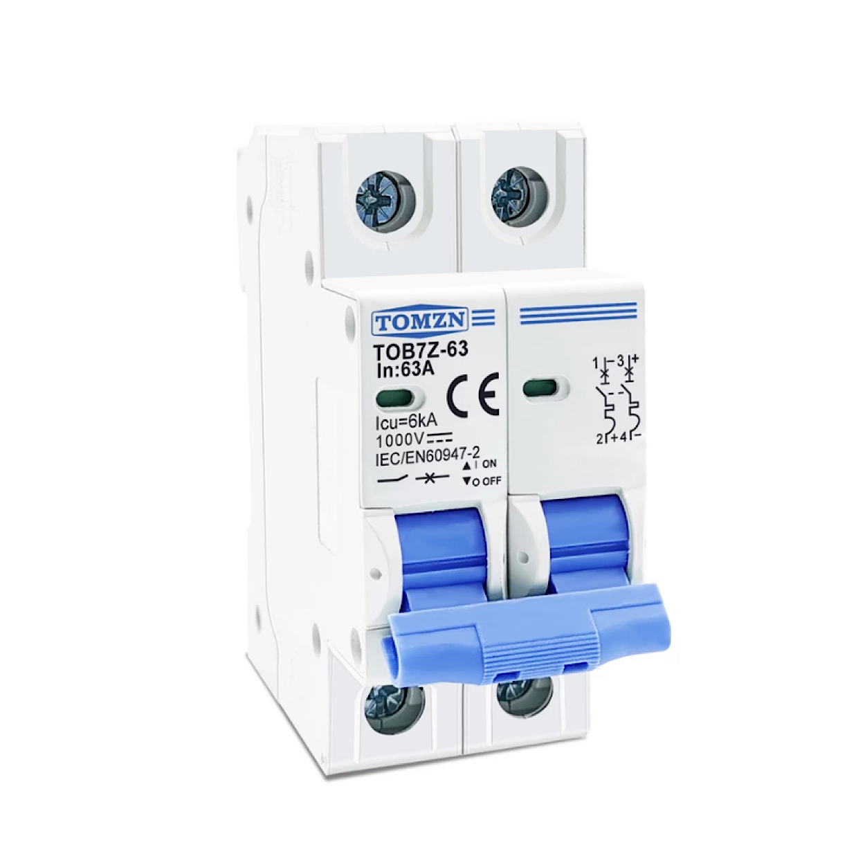 TOMZN 2P DC 1000V Solar DC Circuit Breaker 3A 6A 10A 16A 20A 25A 32A ...